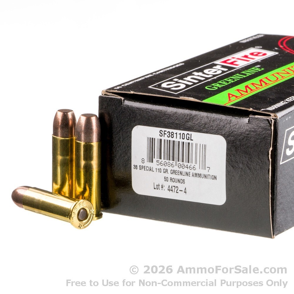 50rds 110gr Frangible .38 Spl Ammo For Sale by SinterFire GreenLine