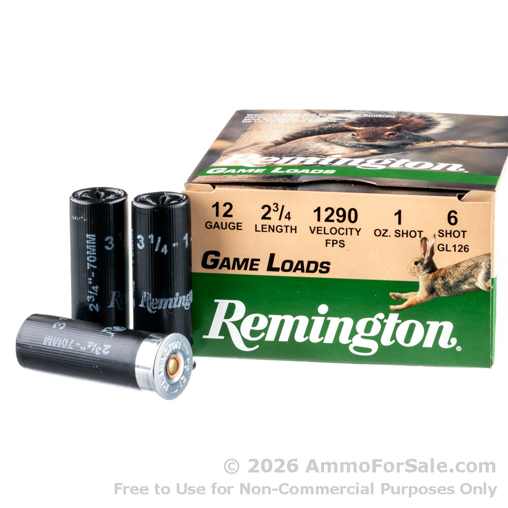 250 Rounds of Discount 1 ounce #6 shot 12ga Ammo For Sale by Remington