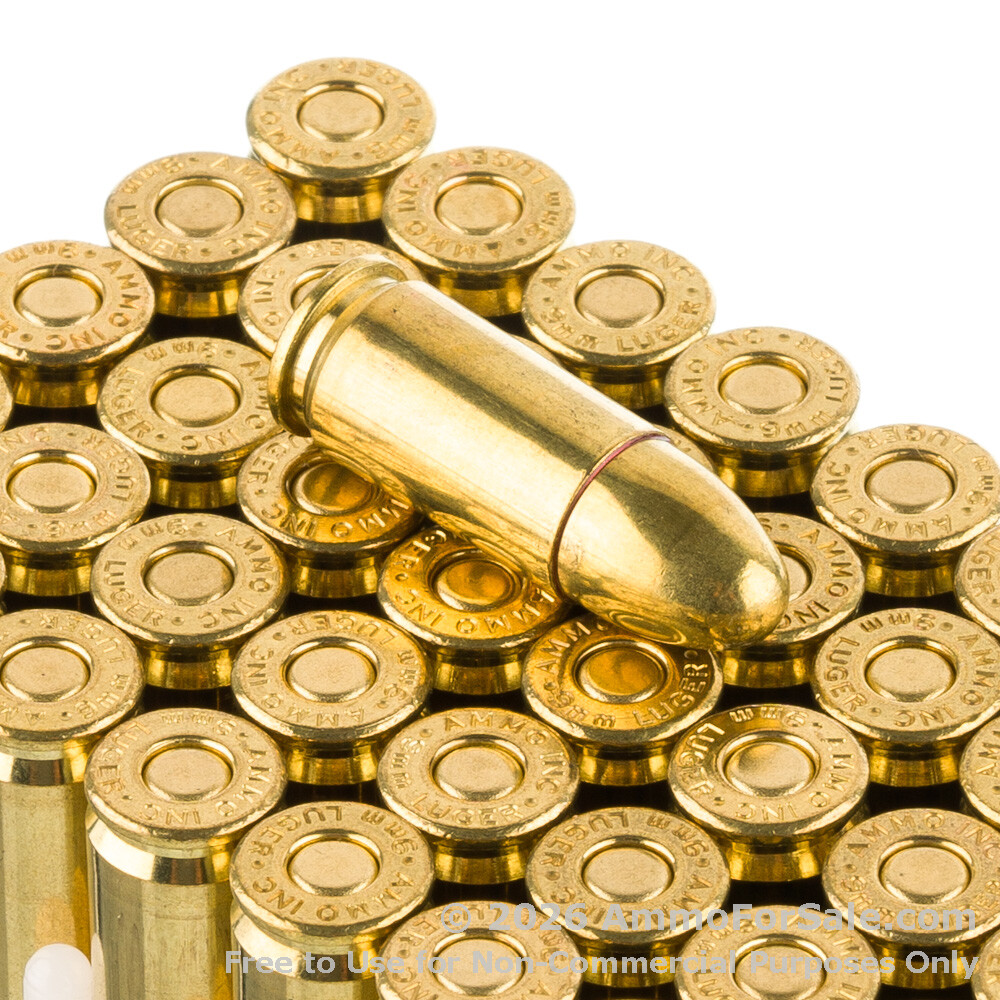 1000 Rounds of 115gr FMJ 9mm Ammo For Sale by Ammo Inc.