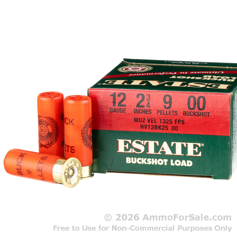 250 Rounds of Discount 00 Buck 12ga Ammo For Sale by Estate