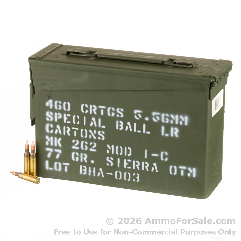 460 Rounds of Discount 77gr OTM Mk 262 MOD 1-C 5.56x45 Ammo in Ammo Can ...