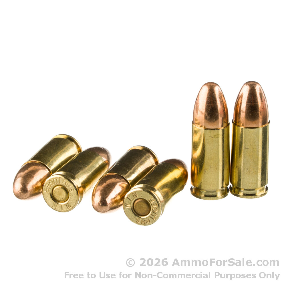 500 Rounds of Discount 115gr FMJ 9mm Ammo For Sale by Winchester