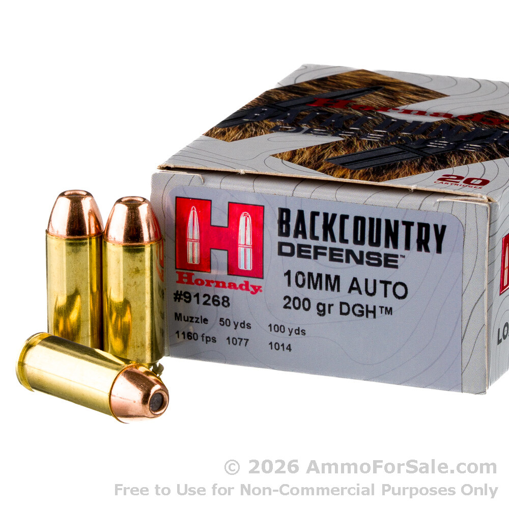 20 Rounds of Discount 200gr DGH 10mm Ammo For Sale by Hornady