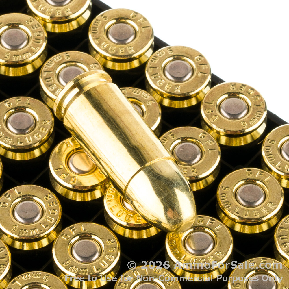 1000 Rounds of 115gr FMJ 9mm Ammo by Fiocchi White Box