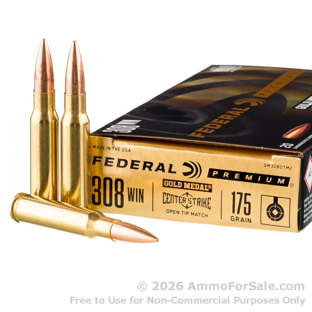 20 Rounds of Discount 175gr OTM .308 Win Ammo For Sale by Federal