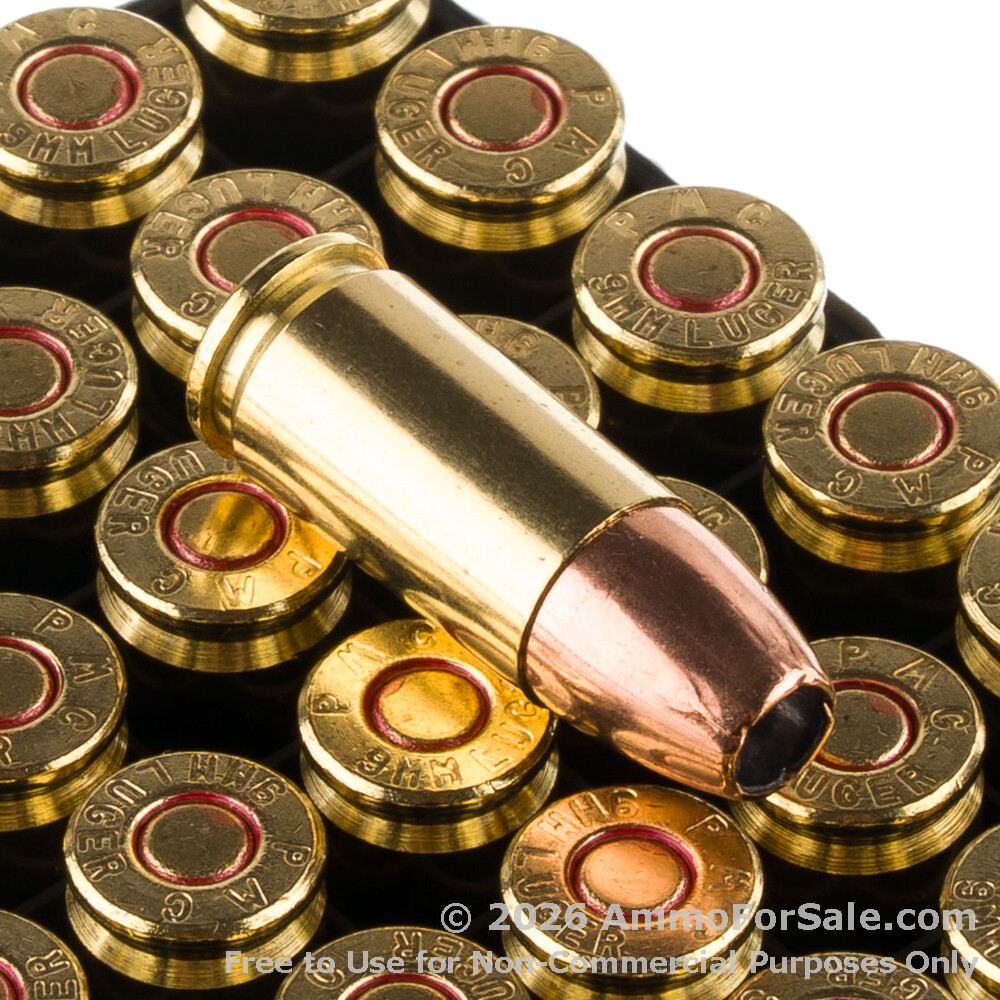 50 Rounds of Discount 147gr JHP 9mm Ammo For Sale by PMC SFX