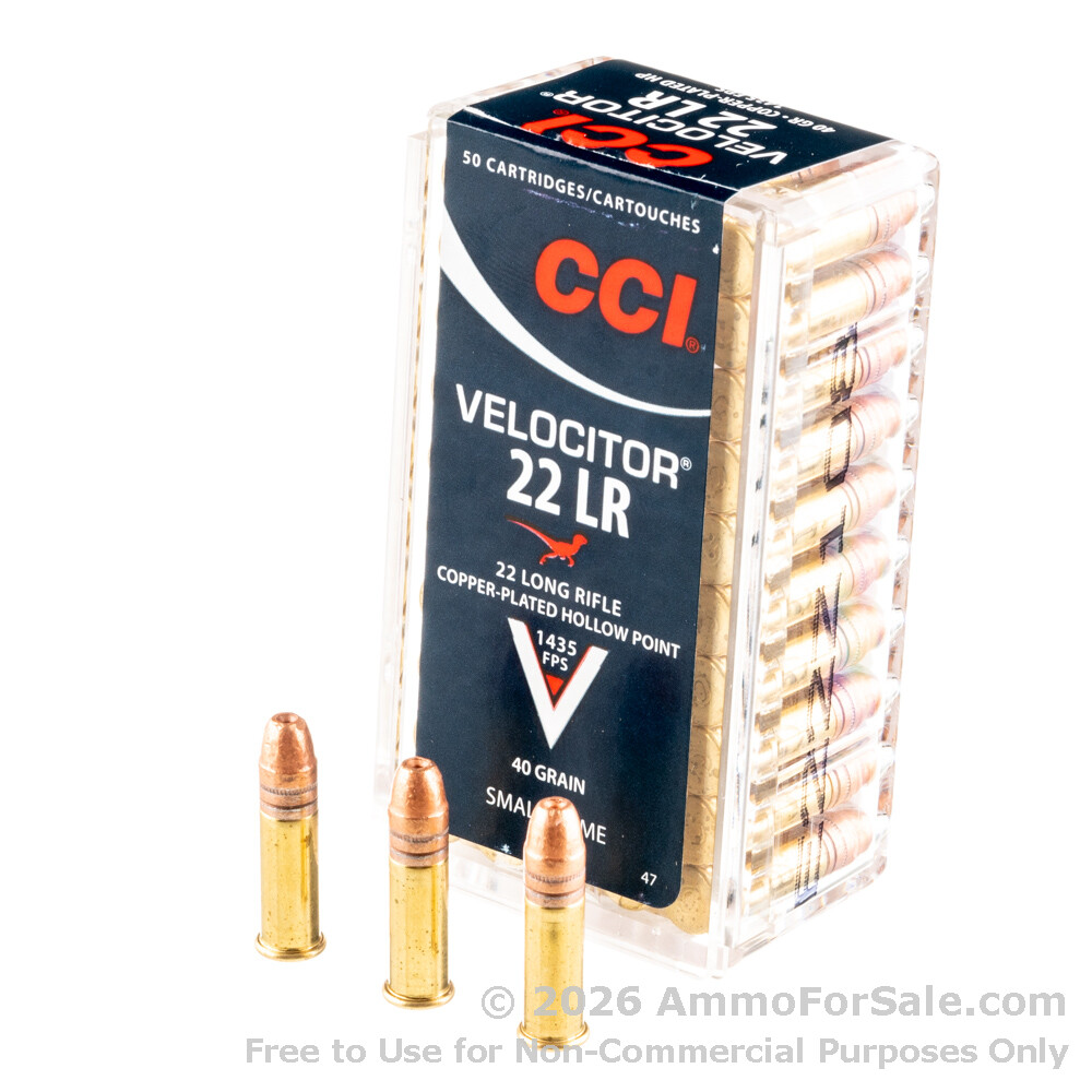50 Rounds of 40gr CPHP .22 LR Ammo For Sale by CCI Velocitor