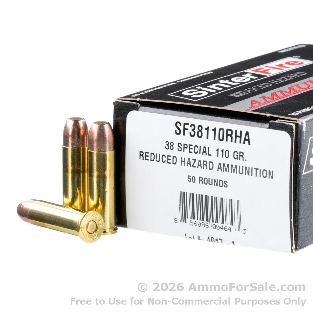 50 Rounds of 110gr Frangible .38 Spl Ammo For Sale by SinterFire RHA