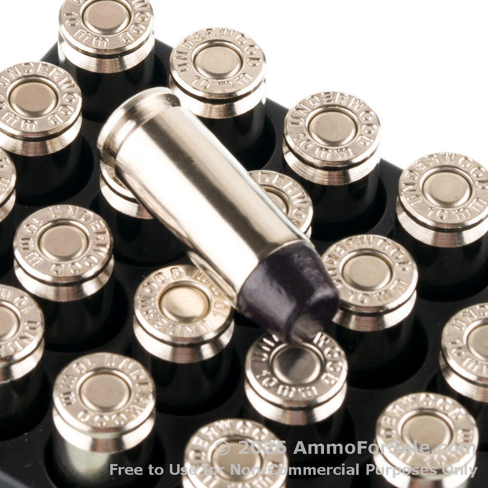 20 Rds 220gr Hard Cast 10mm Ammo by Underwood