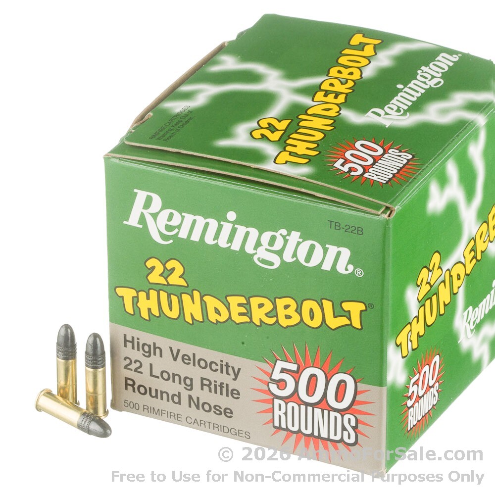 500 Rds 40gr LRN .22 LR Ammo by Remington 22 Thunderbolt