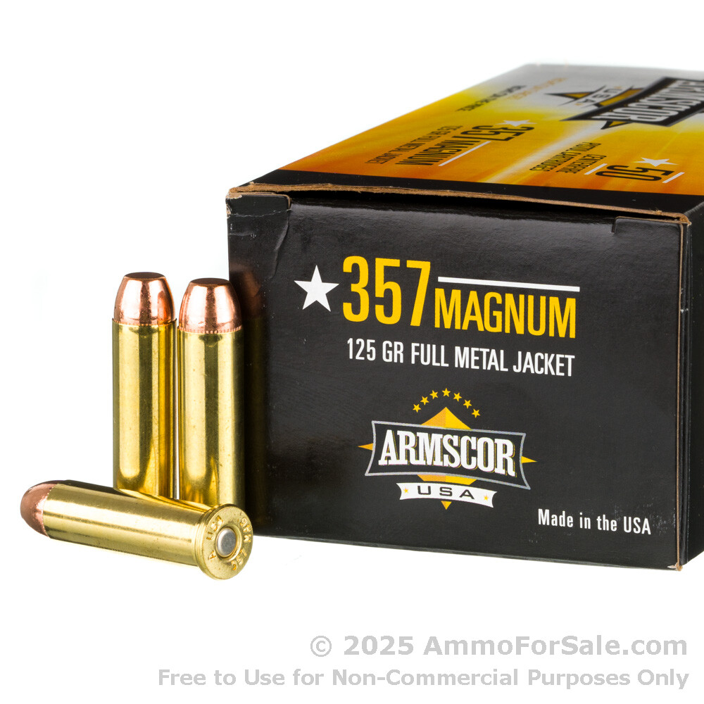 1000 Rounds of Discount 125gr FMJ .357 Mag Ammo For Sale by Armscor