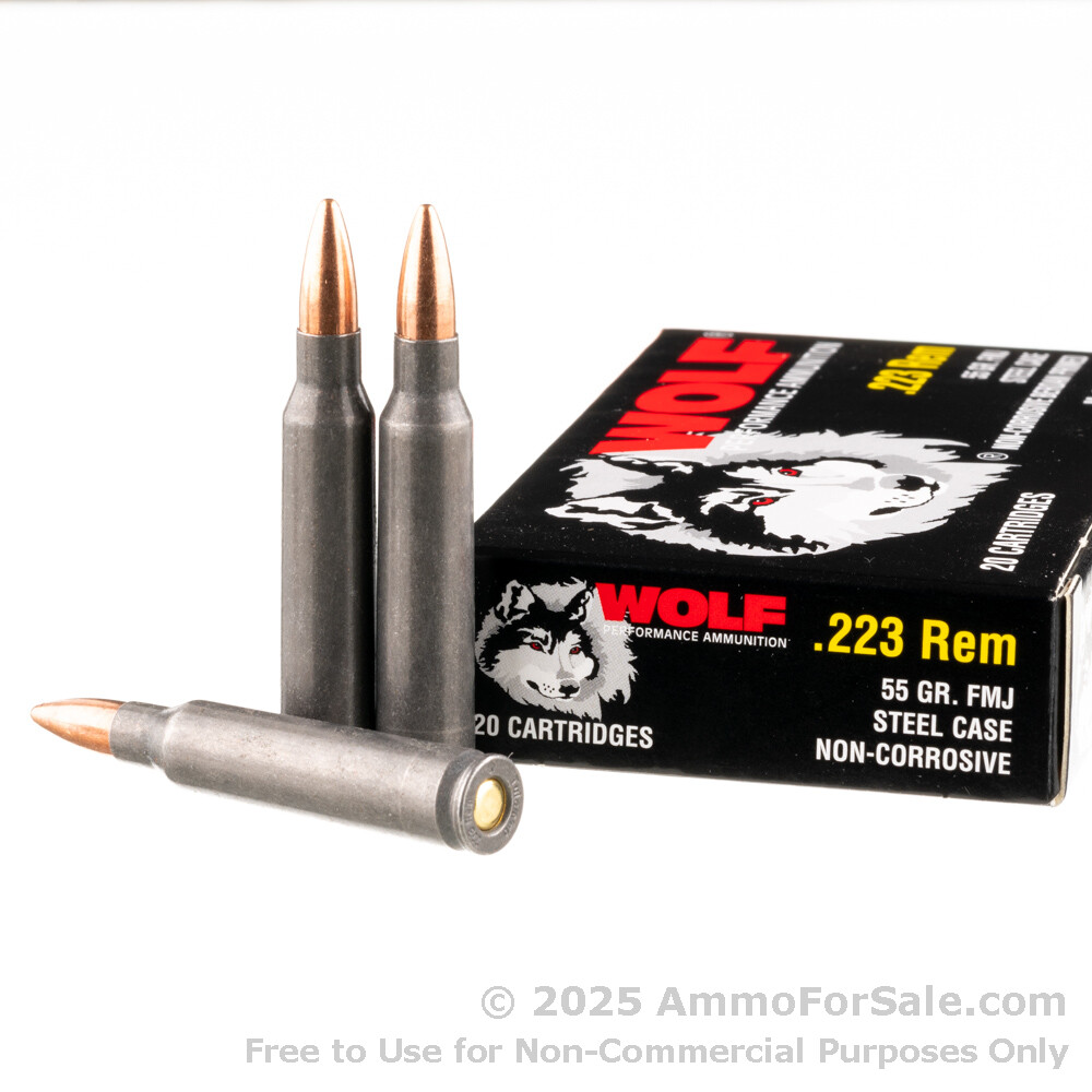 1000 Rounds of Bulk 55gr FMJ .223 Ammo For Sale by Wolf