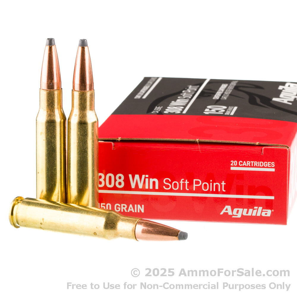 20 Rounds of 150gr SP .308 Win Ammo For Sale by Aguila