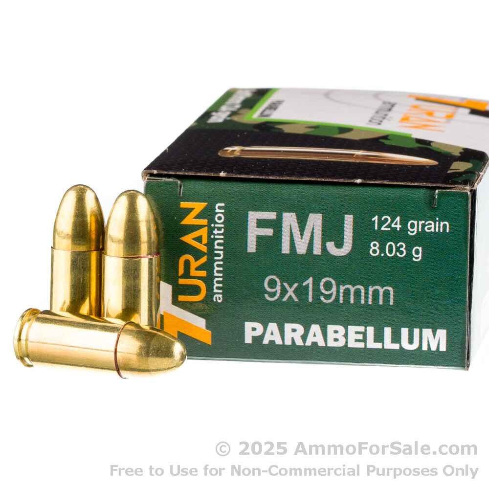 500 Rounds of Discount 124gr FMJ 9mm Ammo For Sale by Turan