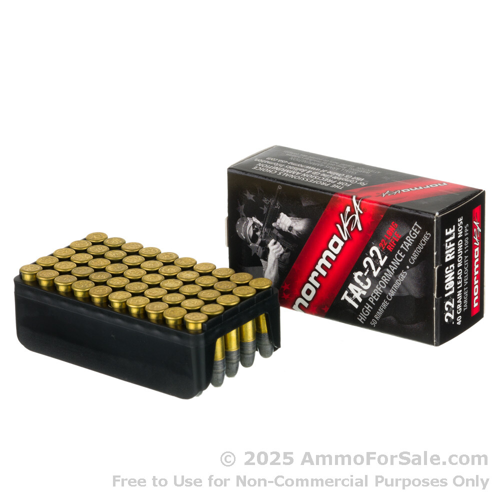 500 Rounds of Discount 40gr LRN .22 LR Ammo For Sale by Norma Tac-22