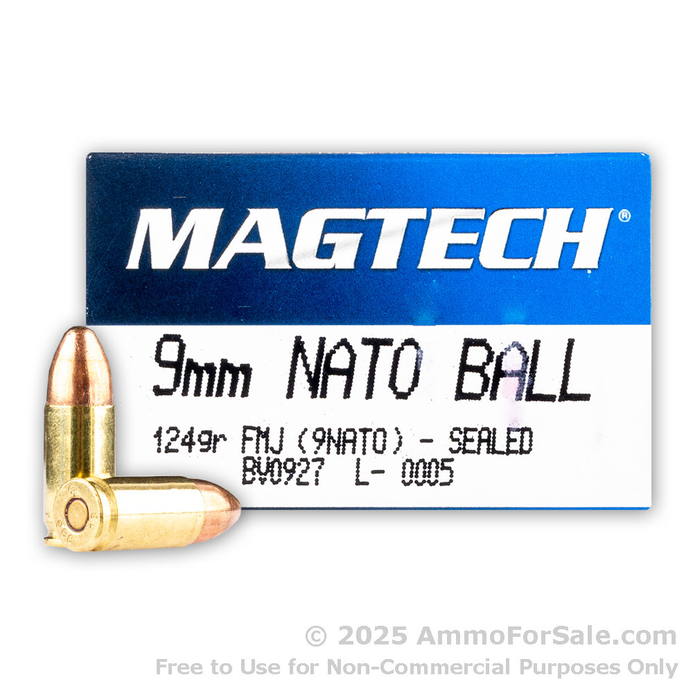 1000 Rounds of Discount 124gr FMJ 9mm NATO Ammo For Sale by Magtech