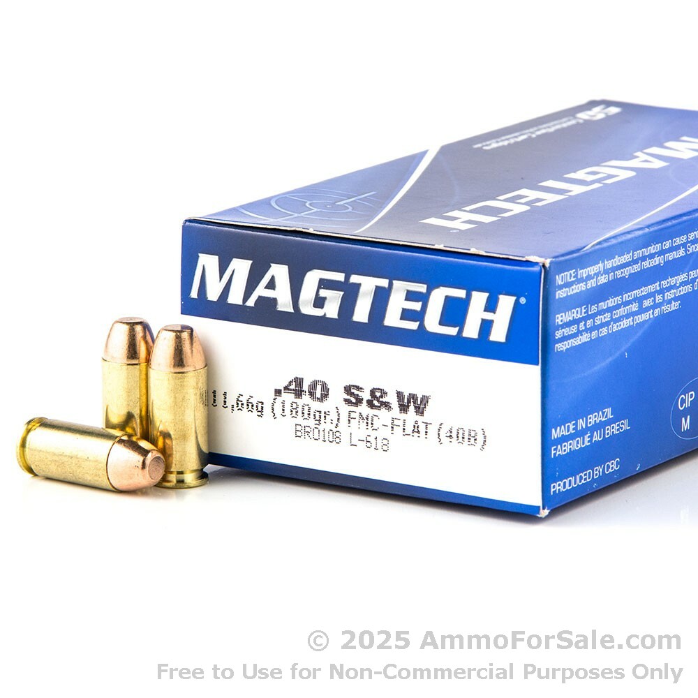 1000 Rounds of 180gr FMJ .40 S&W Ammo For Sale by Magtech