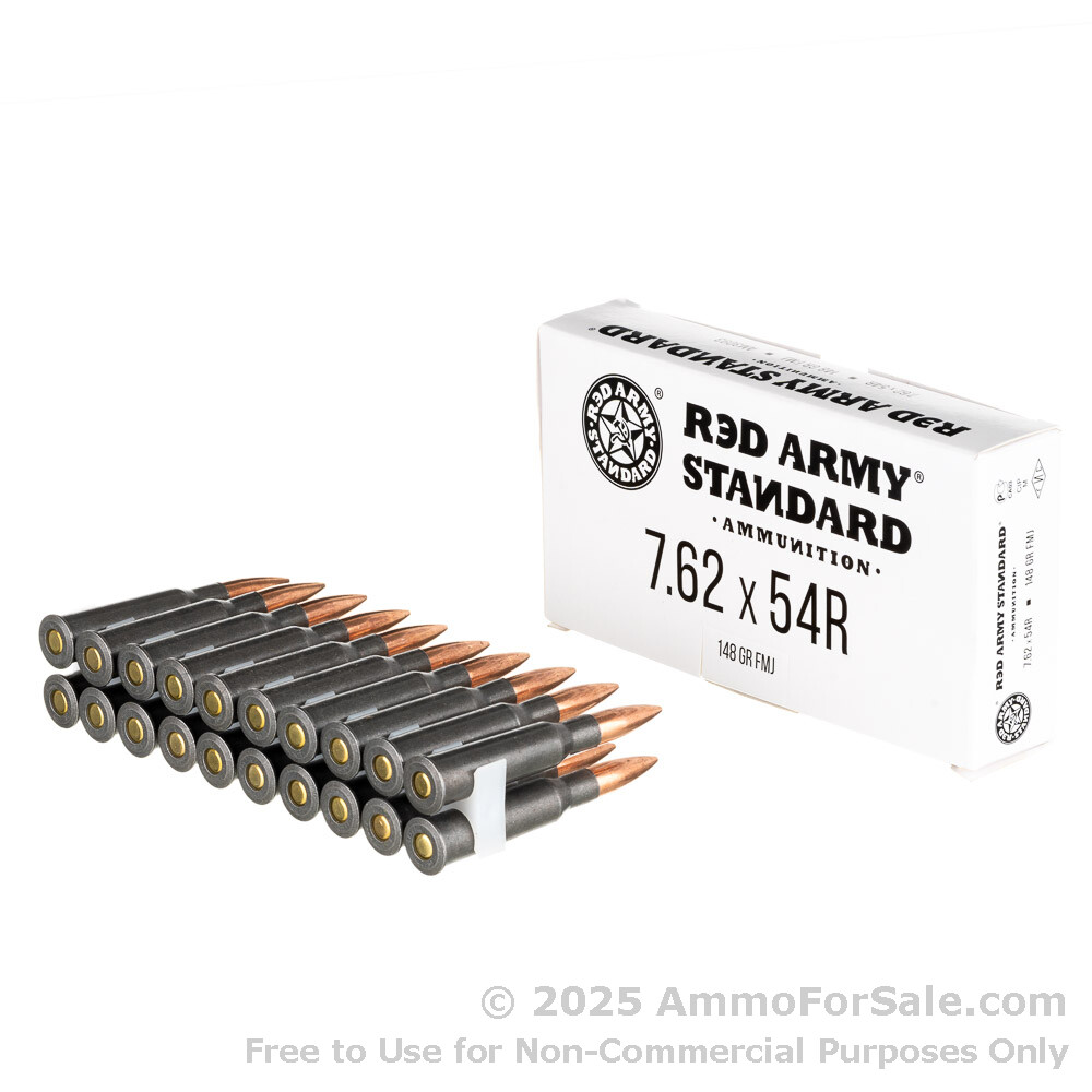 500 Rounds of Discount 148gr FMJ 7.62x54r Ammo For Sale by Red Army ...