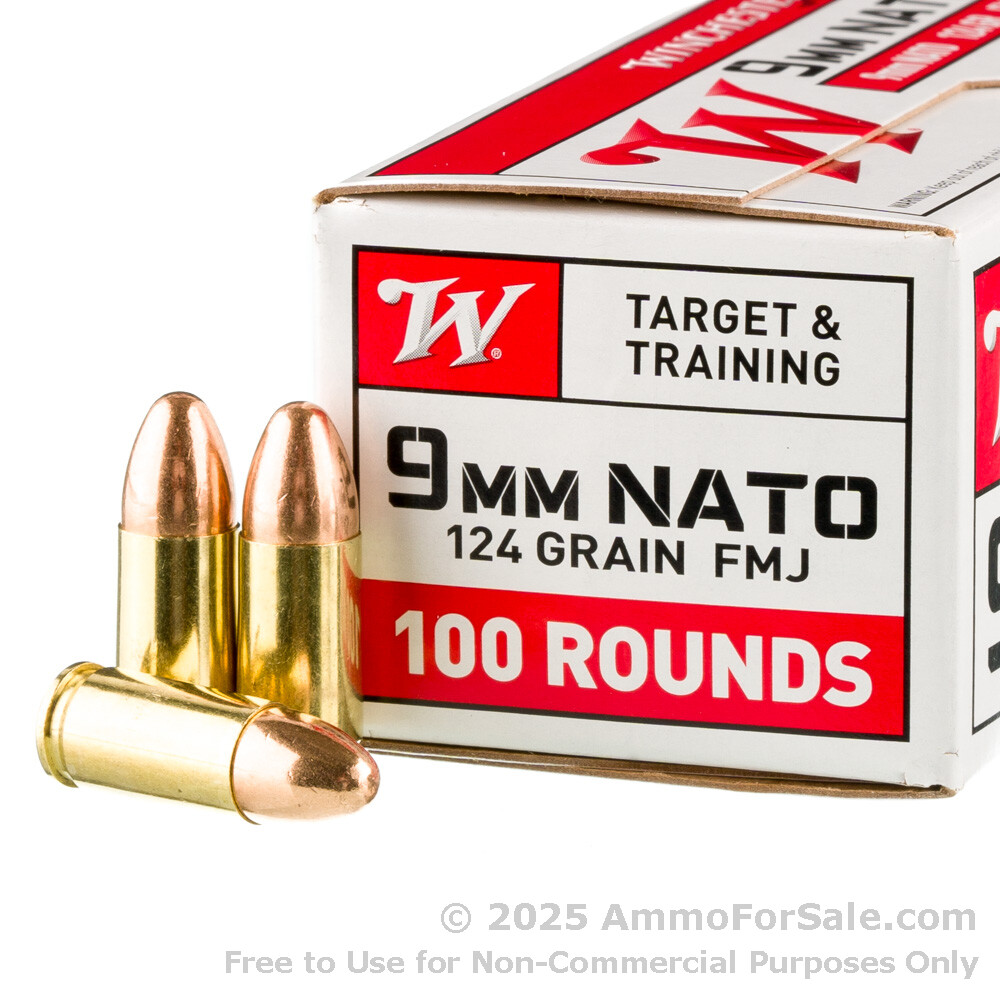 1000 Rounds of Discount 124gr FMJ 9mm NATO Ammo For Sale by Winchester