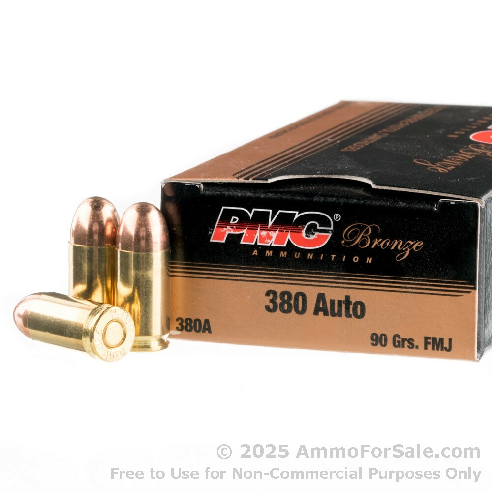 900 Rounds of Discount 90gr FMJ .380 ACP Ammo For Sale by PMC