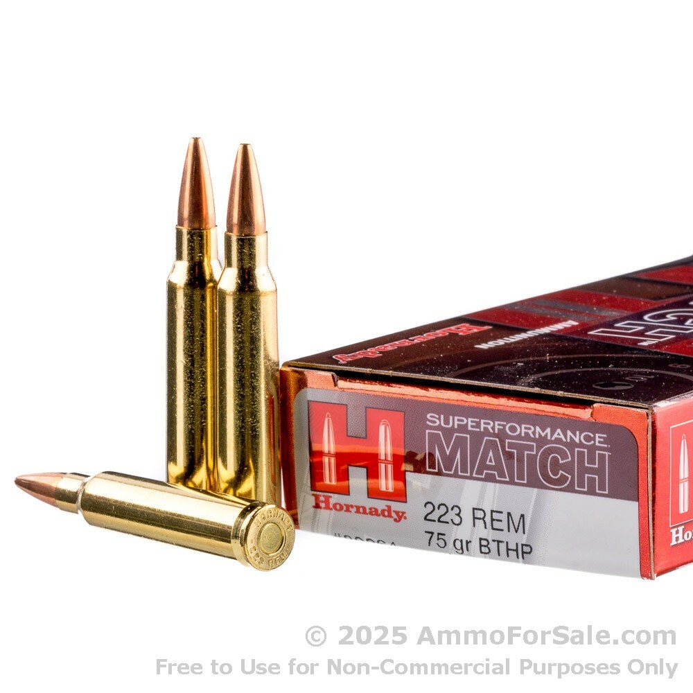 20 Rds of 75gr HPBT .223 Ammo by Hornady Superformance Match