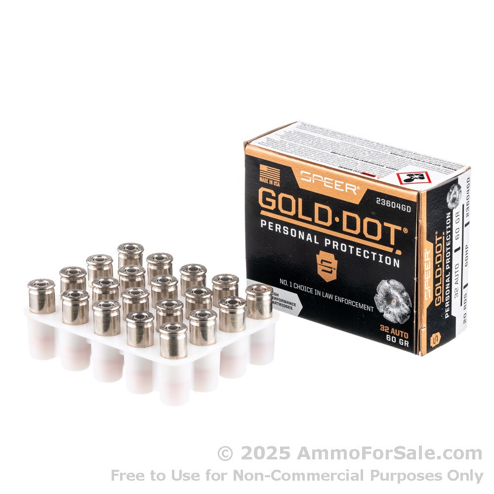 20 Rounds of Discount 60gr JHP .32 ACP Ammo For Sale by Speer