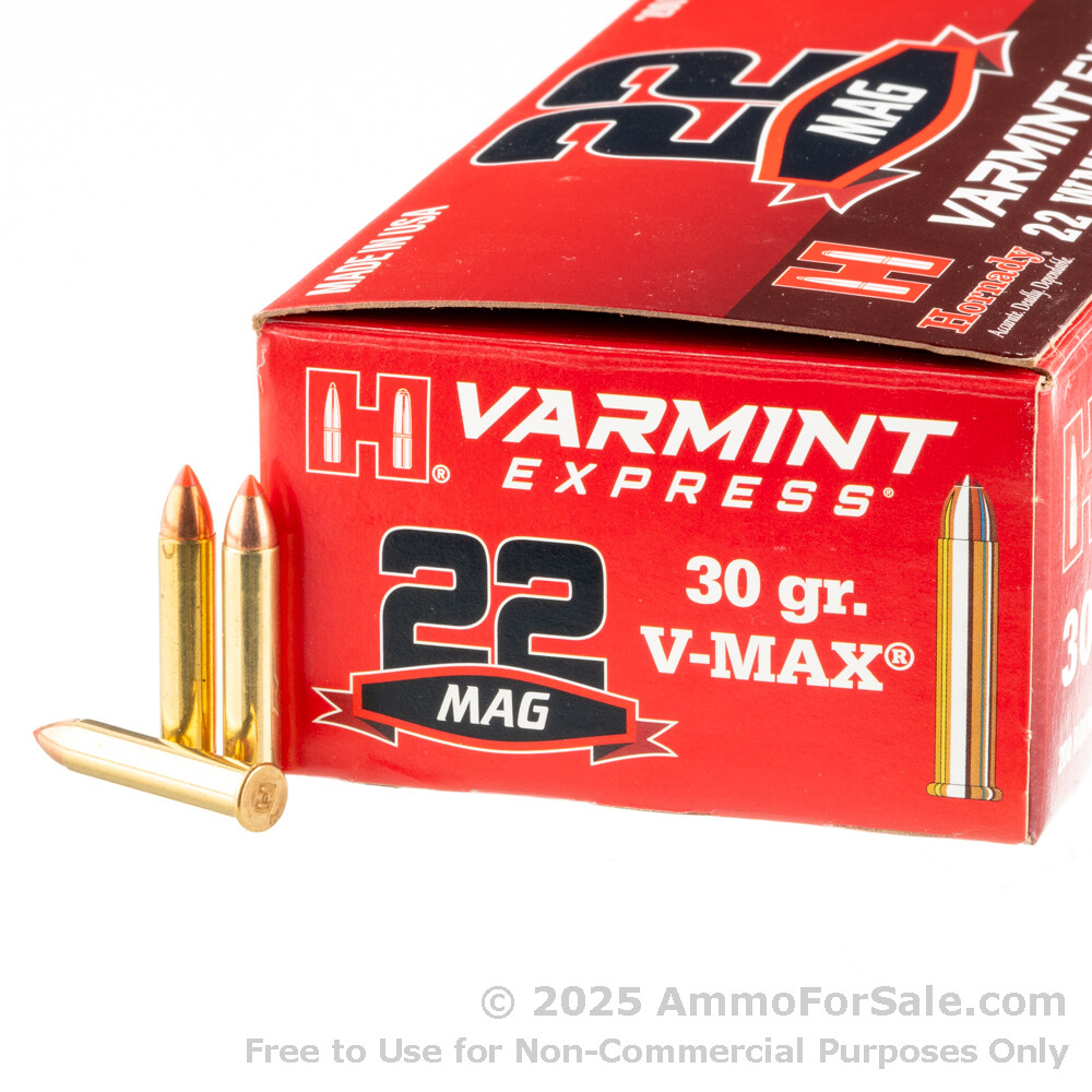 200 Rounds of Discount 30gr V-MAX 22 WMR Ammo For Sale by Hornady