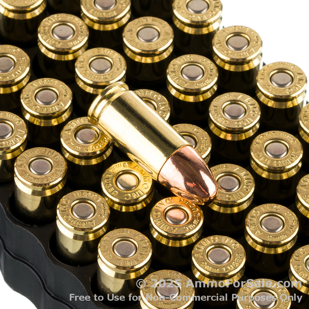 50 Rounds of Discount 124gr TMJ 9mm Ammo For Sale by Ammo Inc.