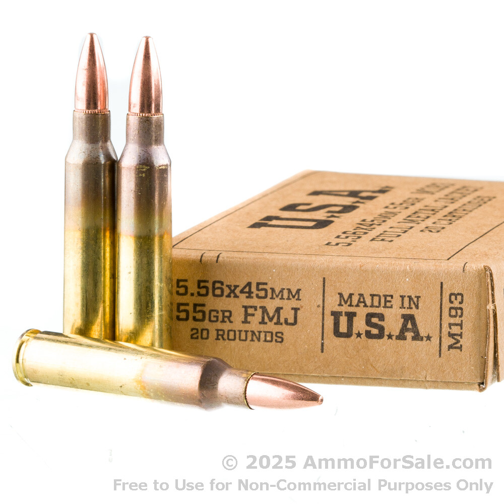 1000 Rounds of 55gr FMJ M193 5.56x45 Ammo by Winchester USA