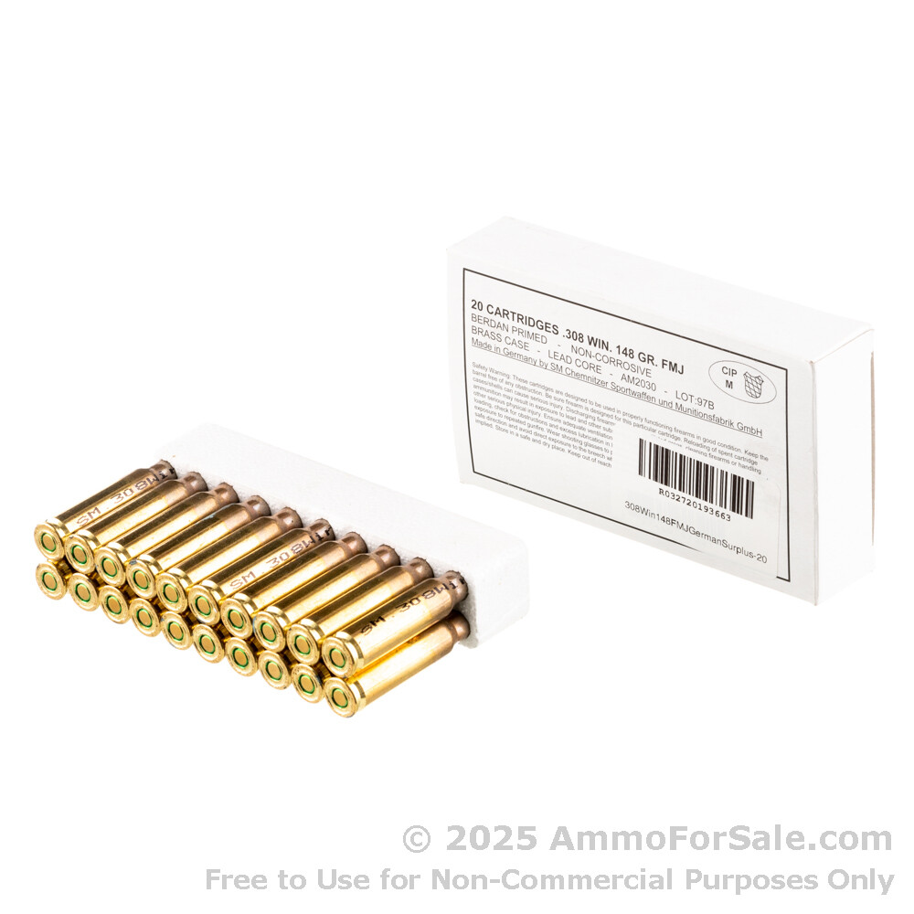 1000 Rounds of Discount 148gr FMJ 308 Win Ammo For Sale by German ...