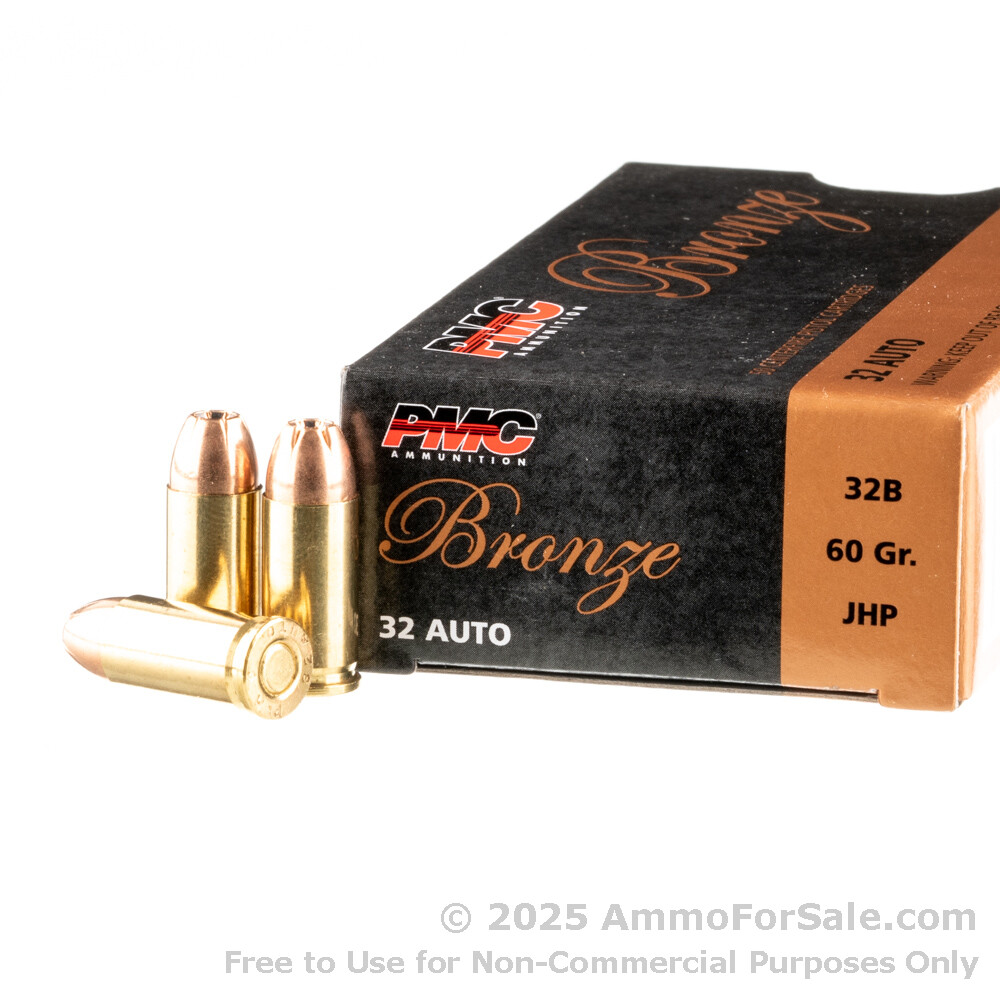 50 Rounds of Discount 60gr JHP .32 ACP Ammo For Sale by PMC