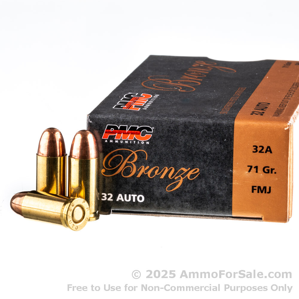 50 Rounds of Discount 71gr FMJ .32 ACP Ammo For Sale by PMC
