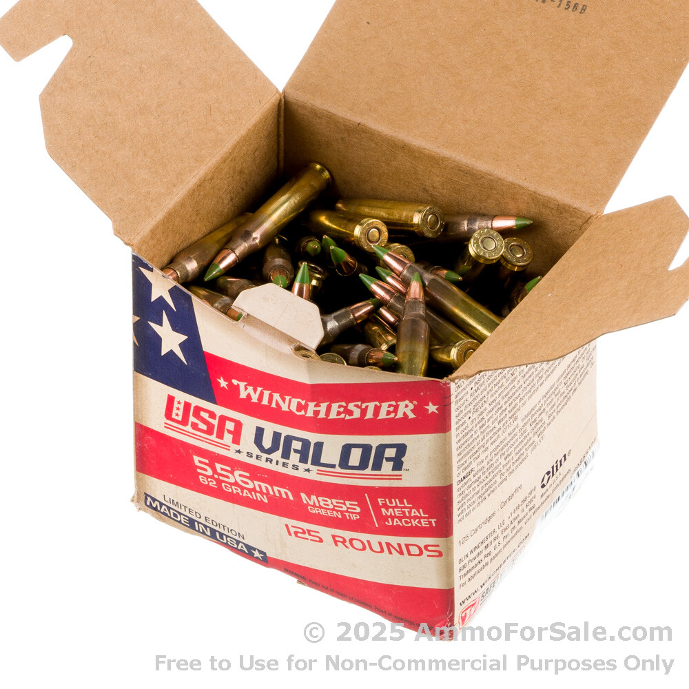 1250 Rounds of Discount 62gr FMJ M855 5.56x45 Ammo For Sale by Winchester