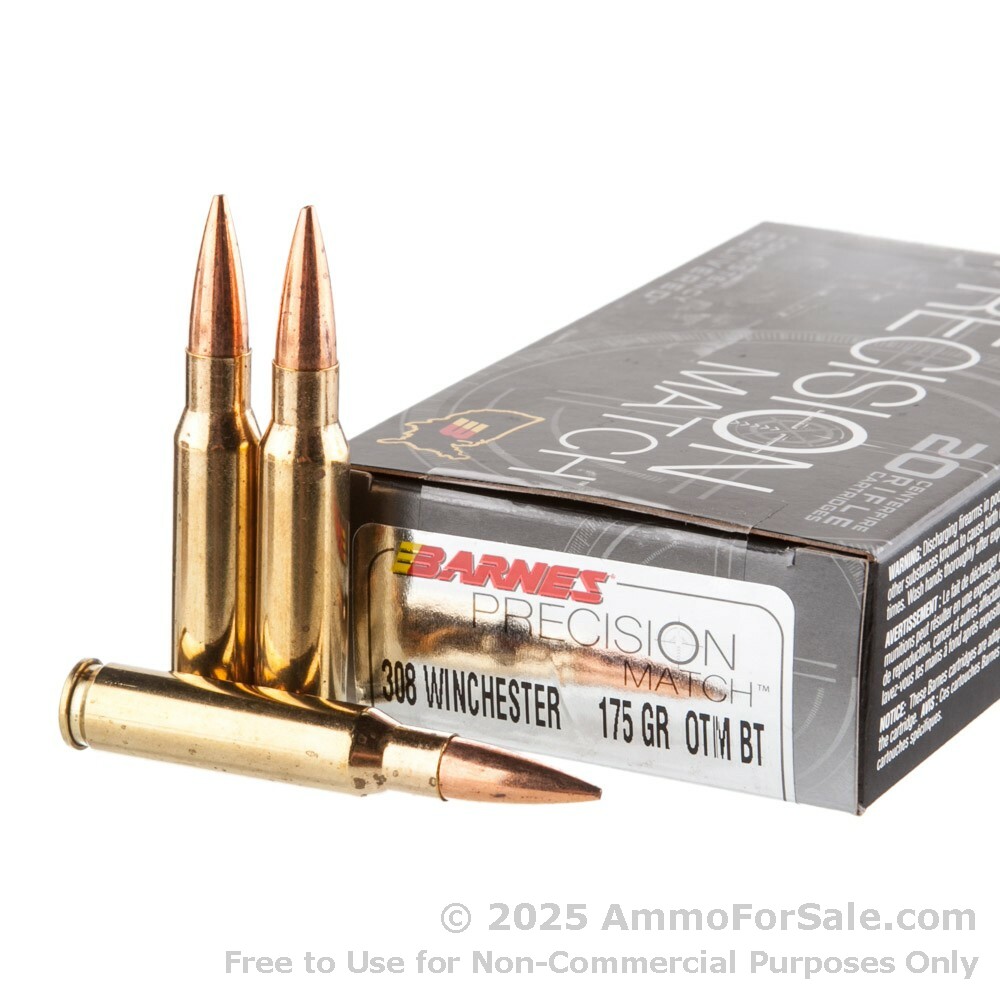 20 Rounds of Discount 175gr OTM .308 Win Ammo For Sale by Barnes ...