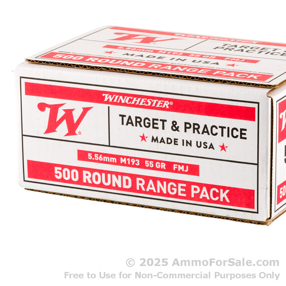500 Rounds of Discount 55gr FMJ 5.56x45 Ammo For Sale by Winchester