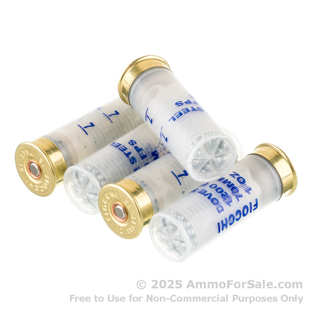 250 Rounds of Discount 1 ounce #7 steel shot 12ga Ammo For Sale by Fiocchi