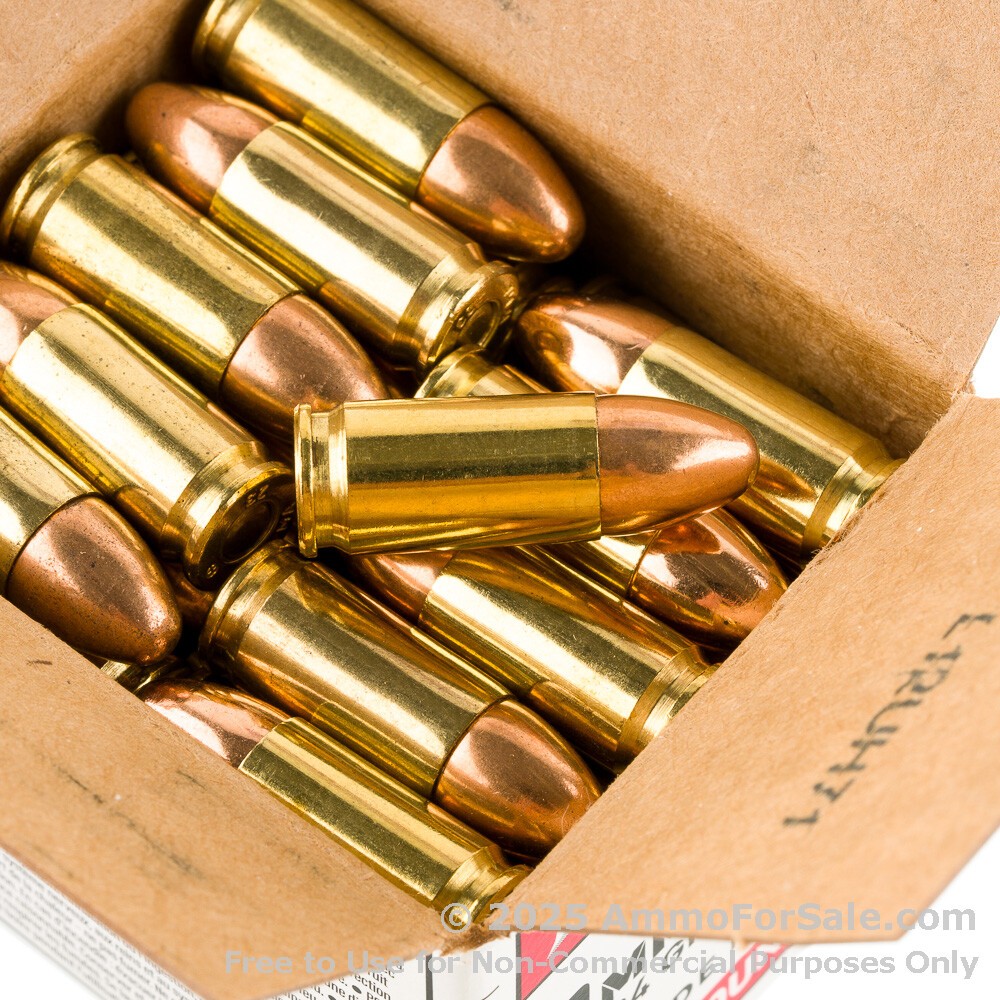 50 Rounds of Discount 124gr FMJ 9mm NATO Ammo For Sale by Winchester