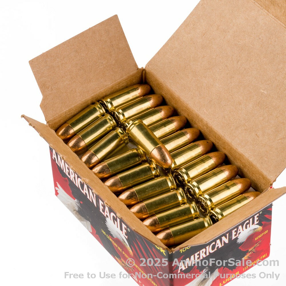 100 Rounds of Discount 115gr FMJ 9mm Ammo For Sale by Federal