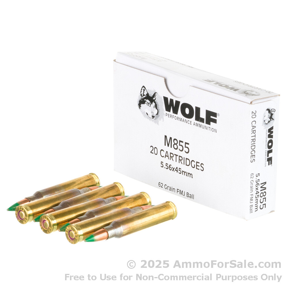 1000 Rounds of Discount 62gr FMJ M855 5.56x45 Ammo For Sale by Wolf