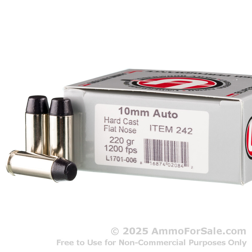 20 Rds 220gr Hard Cast 10mm Ammo by Underwood