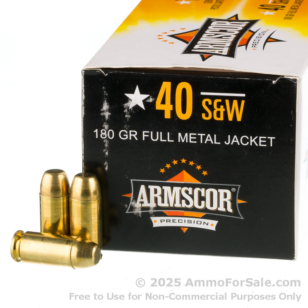 1000 Rounds of Discount 180gr FMJ .40 S&W Ammo For Sale by Armscor