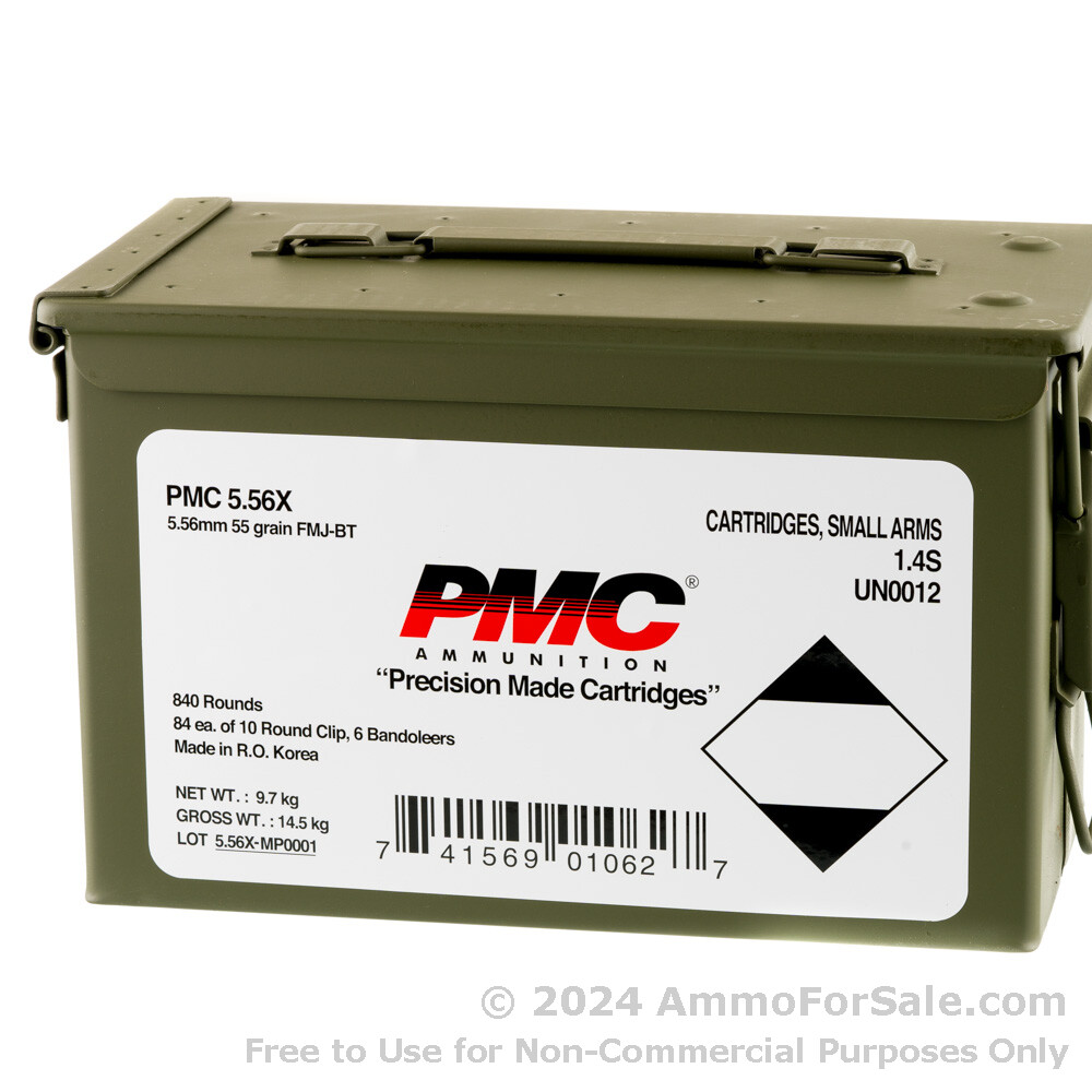 840rds 55gr FMJBT 5.56x45 Ammo For Sale by PMC in Ammo Can