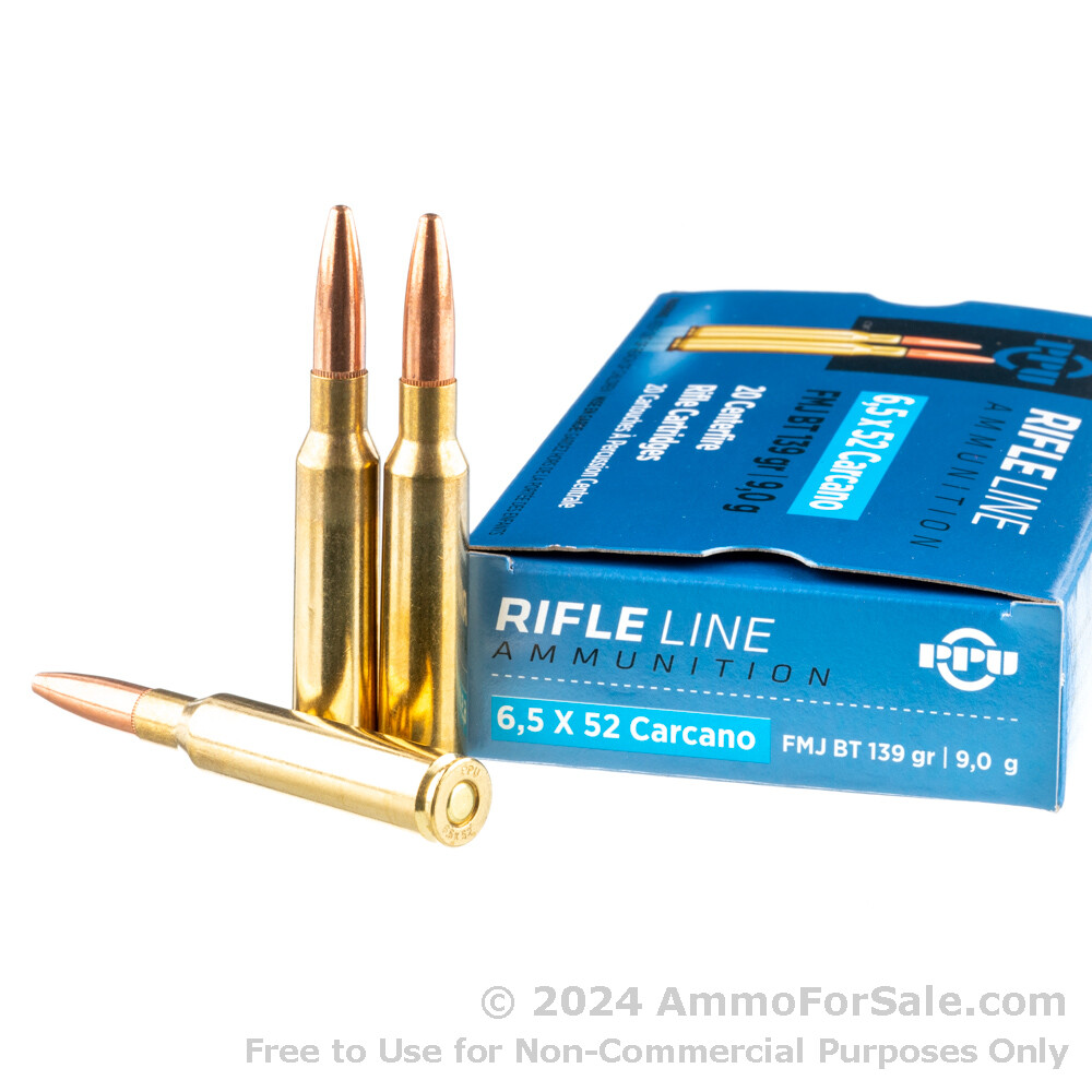 500 Rounds of Discount 139gr FMJBT 6.5x52mm Carcano Ammo For Sale by ...