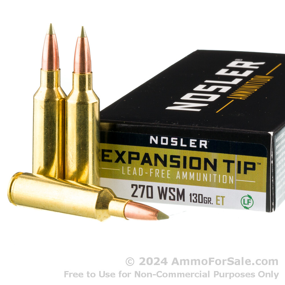 20 Rounds of Discount 130gr Expansion Tip .270 Win Short Mag Ammo For ...