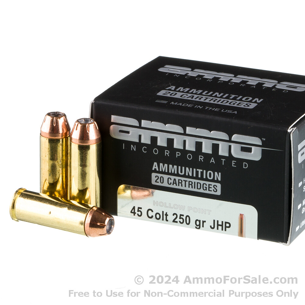20 Rounds of Discount 250gr JHP .45 Long-Colt Ammo For Sale by Ammo Inc.