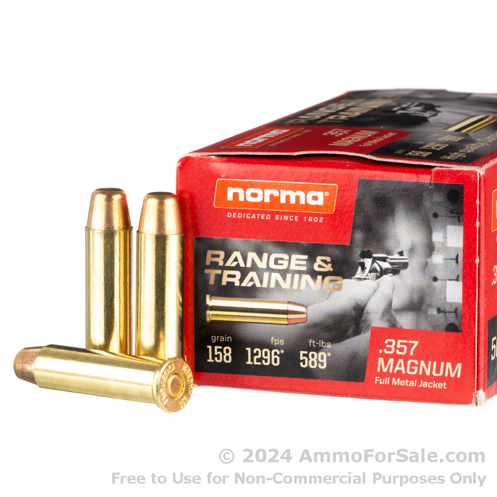 1000 Rds 158gr FMJ .357 Mag Ammo by Norma