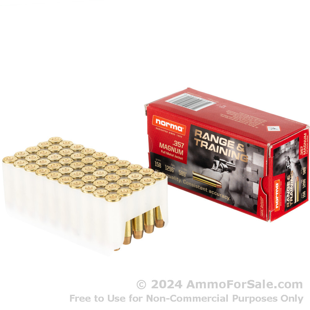 1000 Rds 158gr FMJ .357 Mag Ammo by Norma