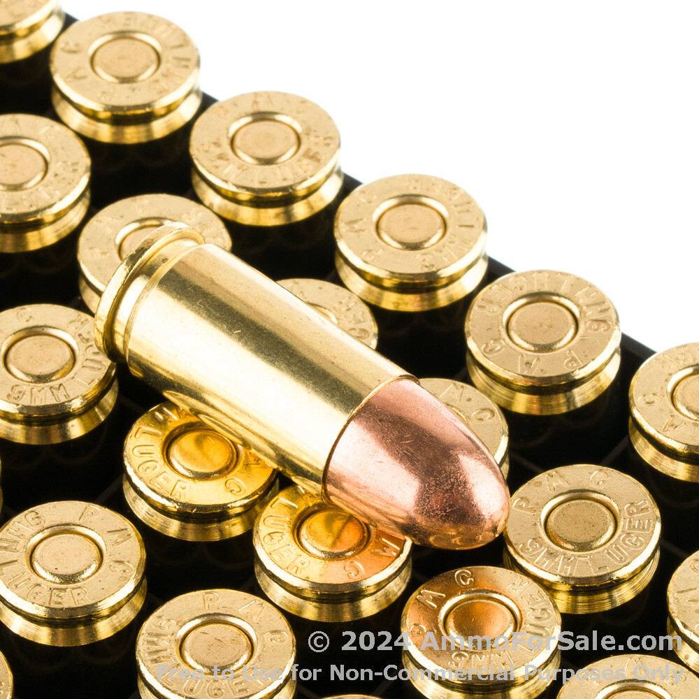 50 Rounds of Discount 147gr FMJ 9mm Ammo by PMC For Sale