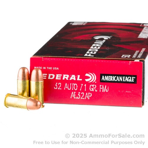 50 Rounds of Discount 71gr FMJ .32 ACP Ammo For Sale by Federal
