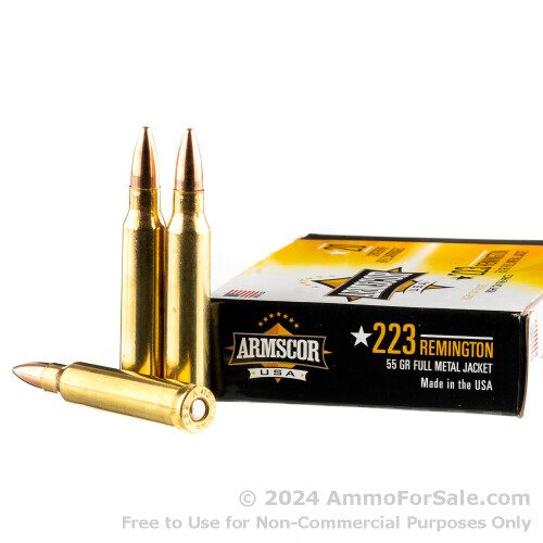 20 Rounds of 55gr FMJBT .223 Ammo For Sale by Armscor USA